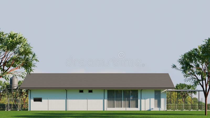 Day Scene House Side View 3D Illustration Stock Illustration ...