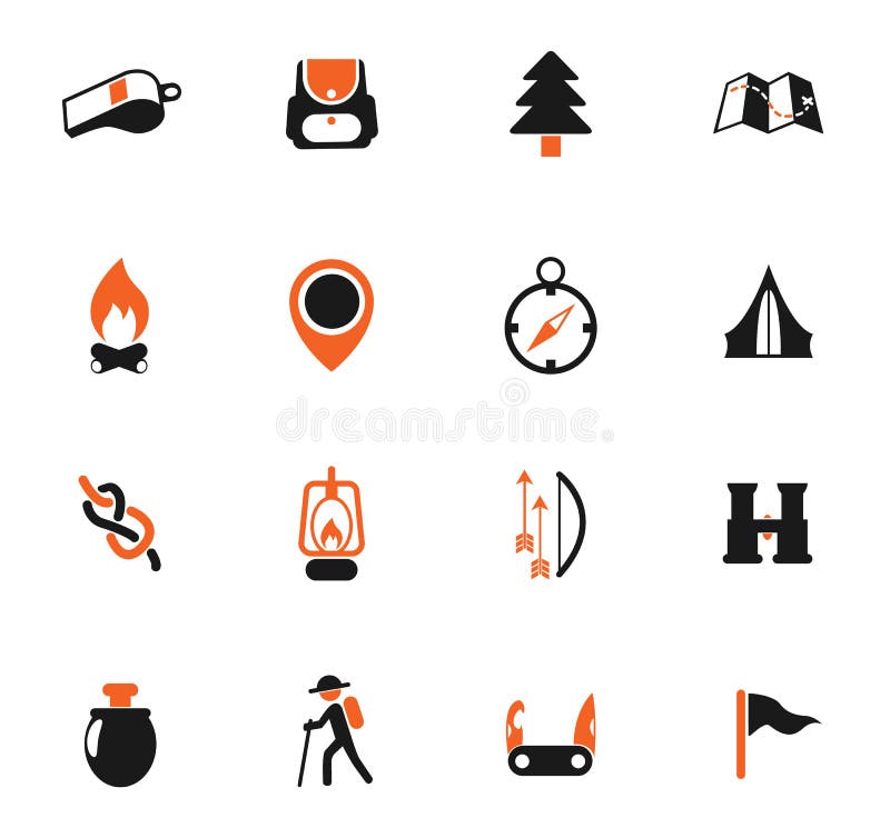 Day of Scouts Color Icon Set Stock Vector - Illustration of backpack ...