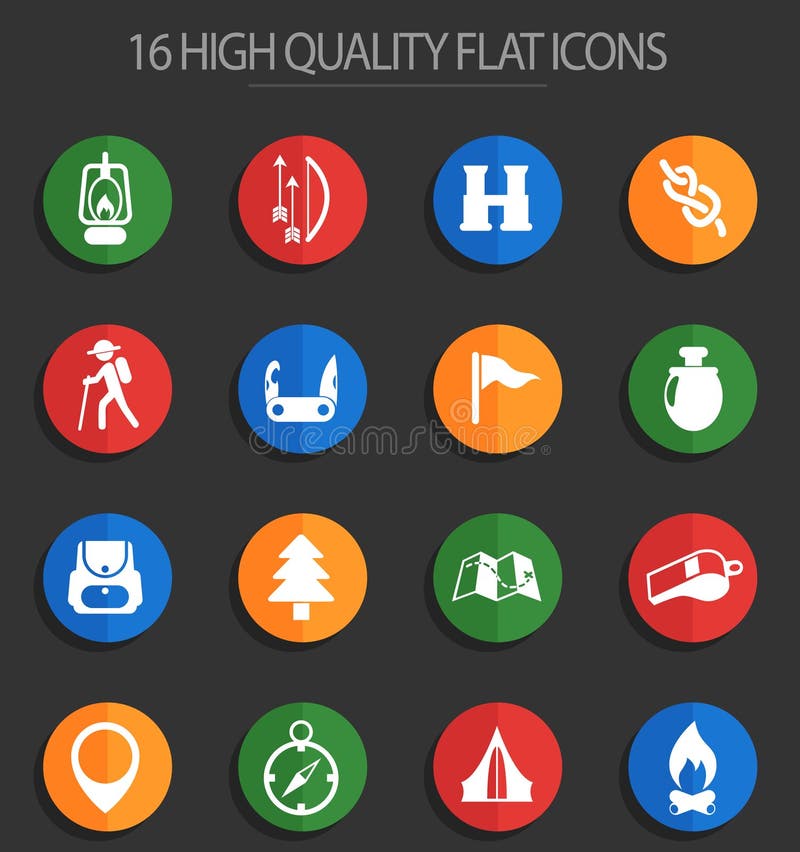 Boy Scouts Flat Concept Icons Stock Vector - Illustration of journey ...