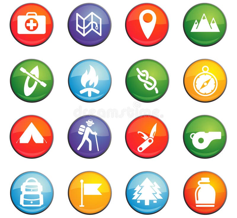 Day of scouts icon set stock illustration. Illustration of pointer ...