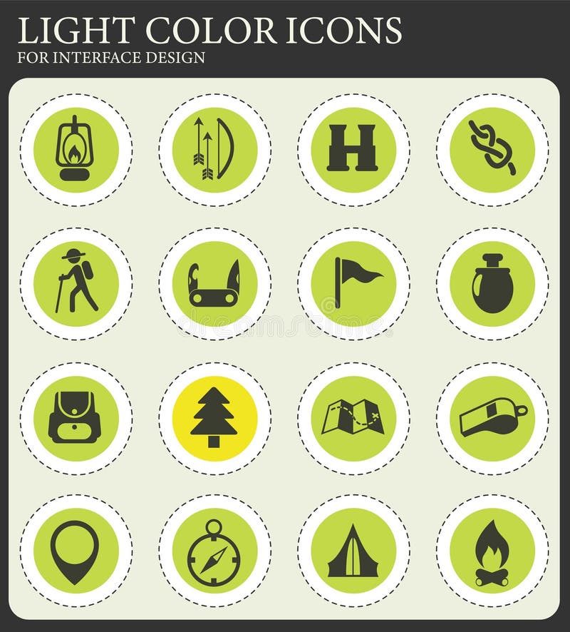 Day of scouts icon set stock vector. Illustration of scouts - 154348692