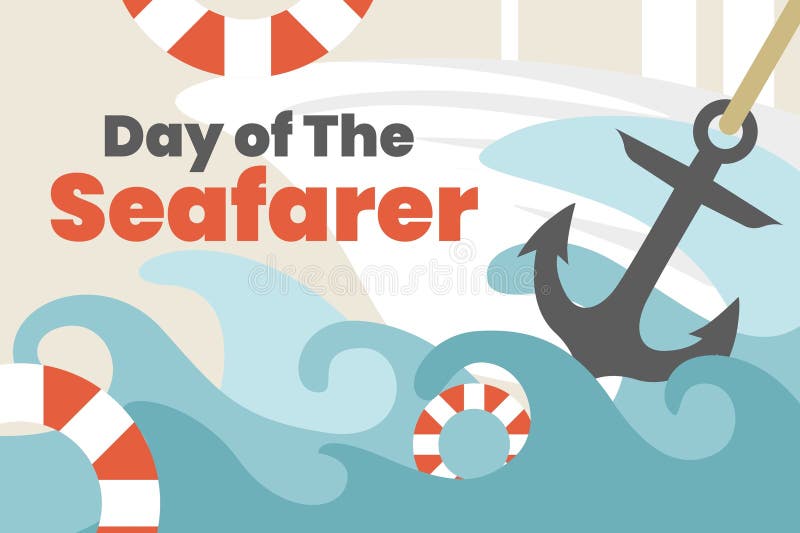 Day of the seafarer poster stock vector. Illustration of text - 282940405