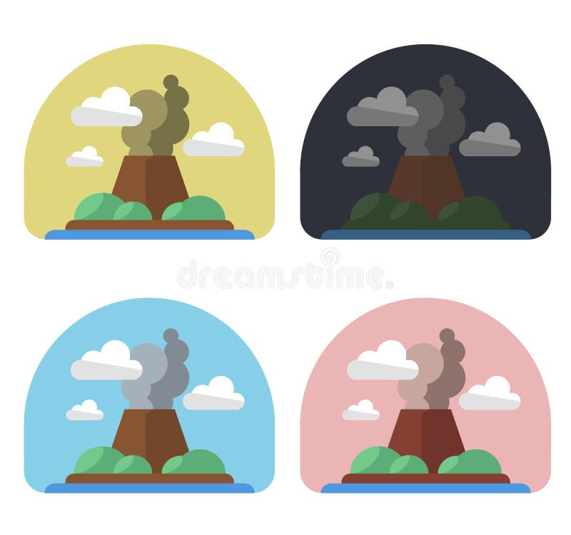 Stylized Volcano on an Island Stock Illustration - Illustration of ...