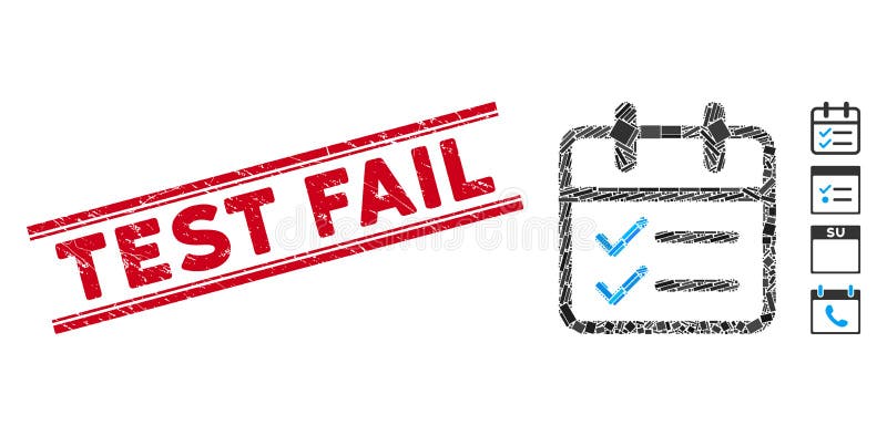 Day Tasks Mosaic and Scratched Test Fail Stamp with Lines Stock Vector ...