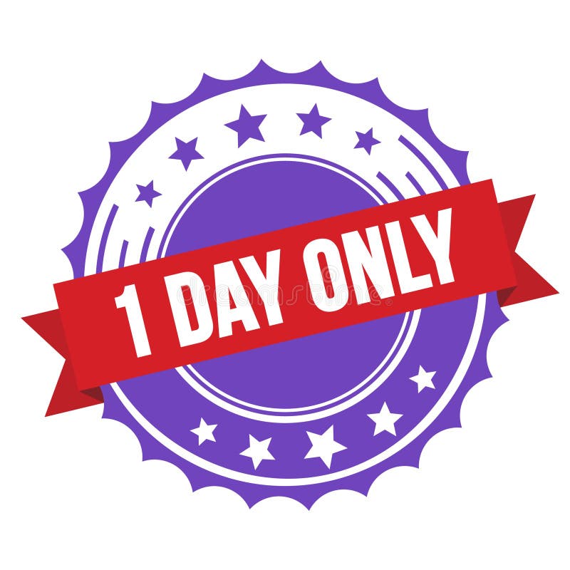 1 DAY only Text on Red Violet Ribbon Stamp Stock Illustration ...