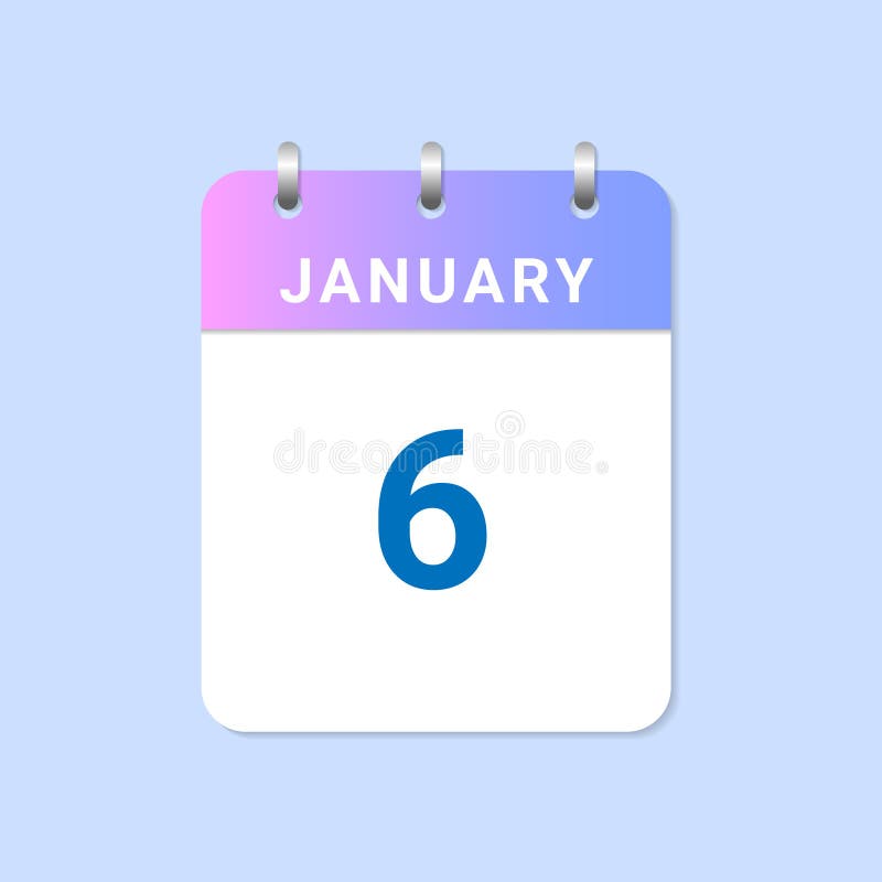 Day of 6th January daily Calendar of January Month on White Paper Note ...