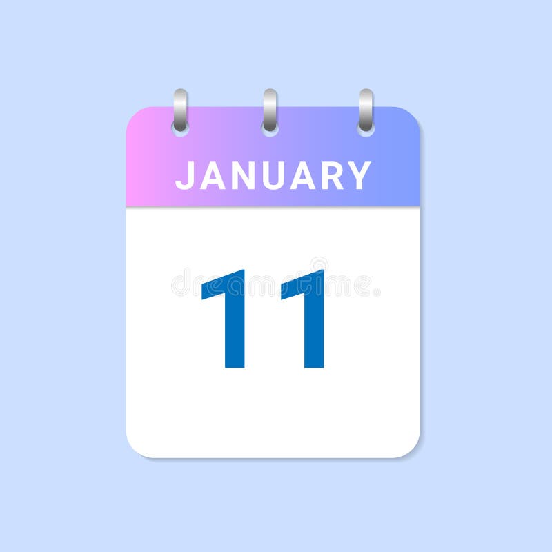 Day of 11th January daily Calendar of January Month on White Paper Note ...