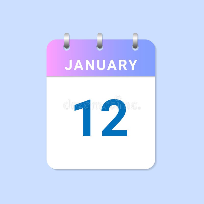 Day of 12th January daily Calendar of January Month on White Paper Note ...