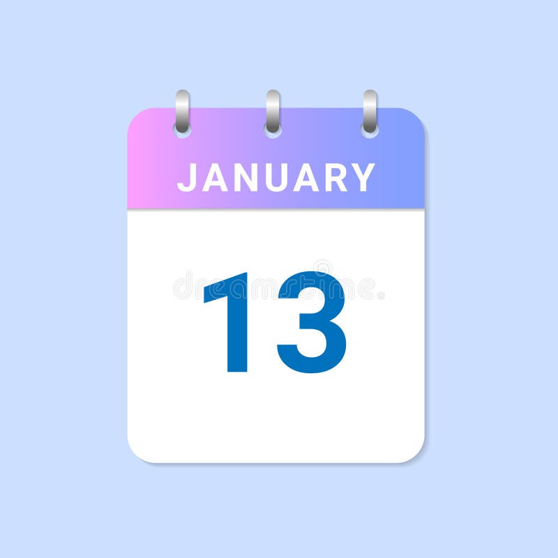 Day of 13th January daily Calendar of January Month on White Paper Note ...