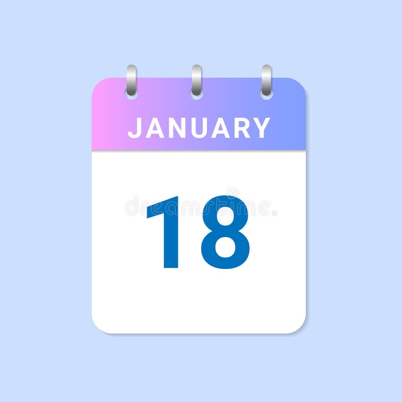 Day of 18th January. daily Calendar of January Month on White Paper ...