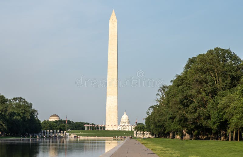 Day Time View of Washington Memorial in DC with Capital Hill in ...