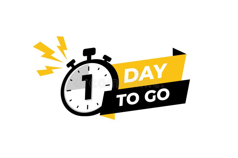 1 Day To Go Banner Label, Countdown Timer Sticker Vector Illustration ...