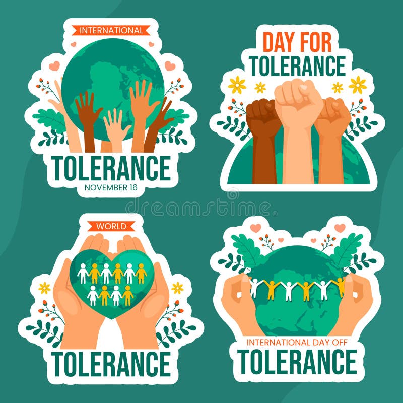 Day for Tolerance Label Flat Cartoon Hand Drawn Templates Background ...