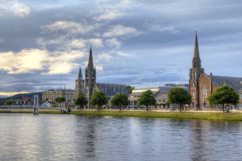 Day View of Inverness, Scotland Along the River Ness Stock Photo ...