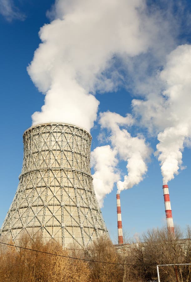 Day View of Power Plant, Smoke from the Chimney Stock Photo - Image of ...