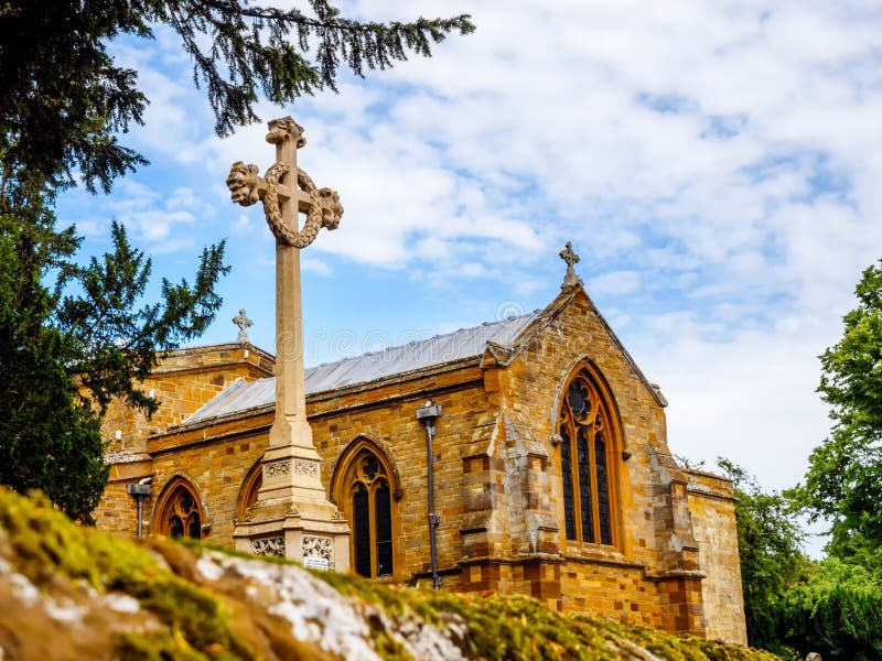 Day View Typical Old English Church Building Over Blue Sky Stock Photo ...