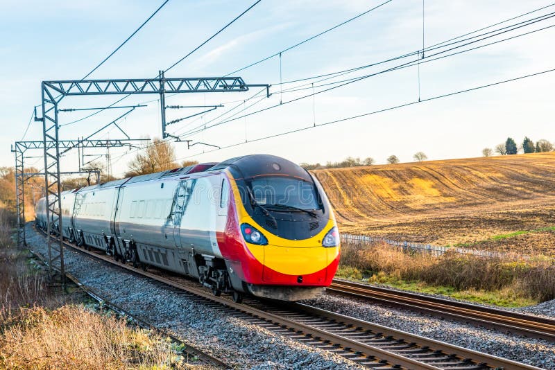 Day View of UK Railroad in England. Railway Landscape Stock Photo ...