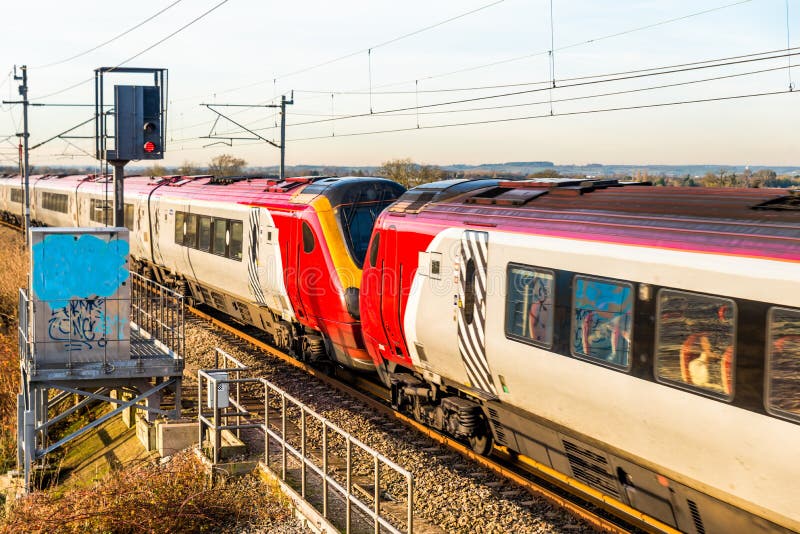 Day View of UK Railroad in England. Railway Landscape Stock Image ...