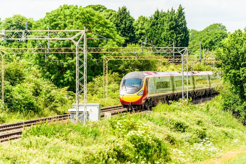 Day View of UK Railroad in England. Railway Landscape Stock Photo ...