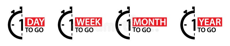 1 Day, 1 Week, 1 Month, 1 Year To Go Icon, Vector Illustration Stock ...