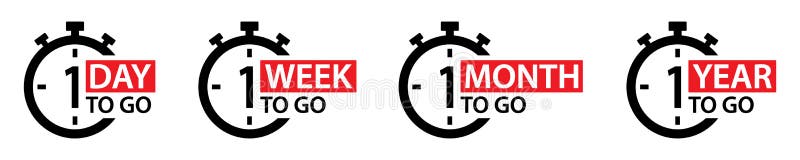 1 Day, 1 Week, 1 Month, 1 Year To Go Icon, Vector Illustration Stock ...