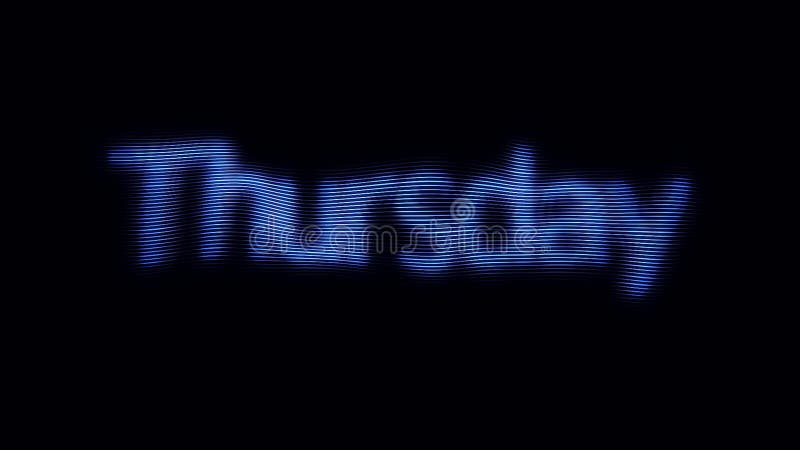 Day of the Week Thursday from Neon Letters Blue Color Blinking with ...