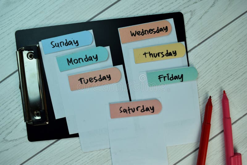 Day Week Write Sticky Notes Isolated Wooden Table Stock Photos - Free ...