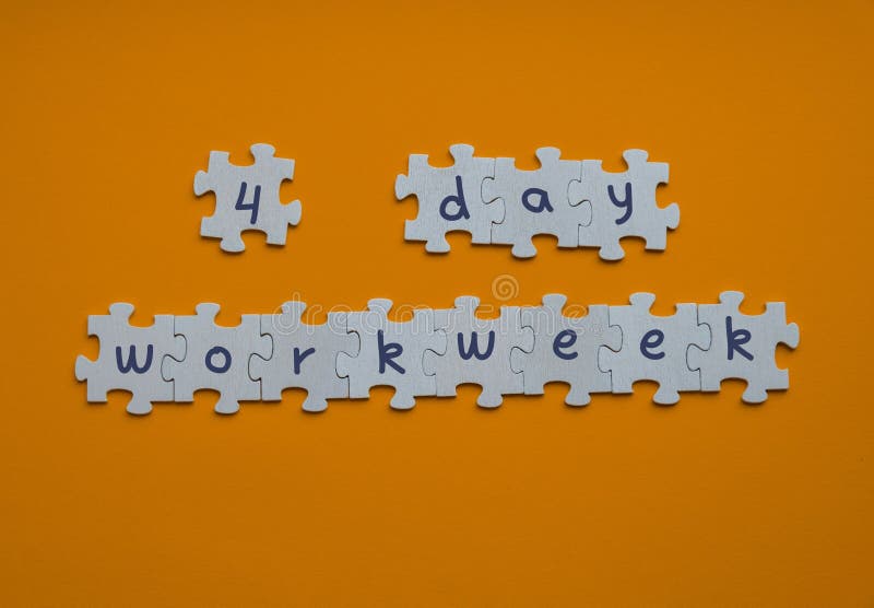 4 Day Work Week Symbol on Puzzles Four Day Working Week Concept. Modern ...