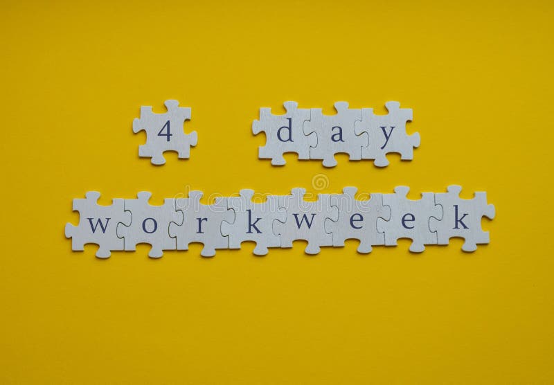 4 Day Work Week Symbol on Puzzles Four Day Working Week Concept. Modern ...