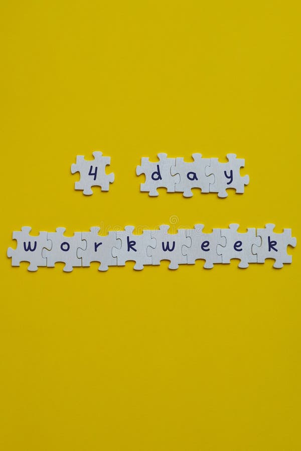 4 Day Work Week Symbol on Puzzles Four Day Working Week Concept. Modern ...