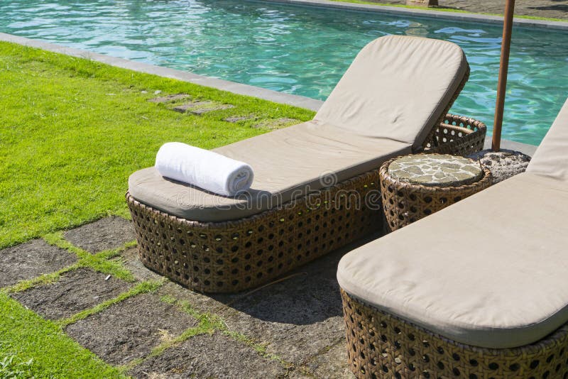 Daybed beside the pool stock photo. Image of bath, architecture - 97882278