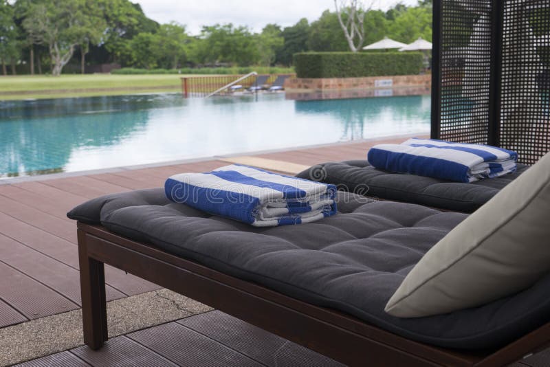 Daybed beside the pool stock photo. Image of bath, architecture - 97882278