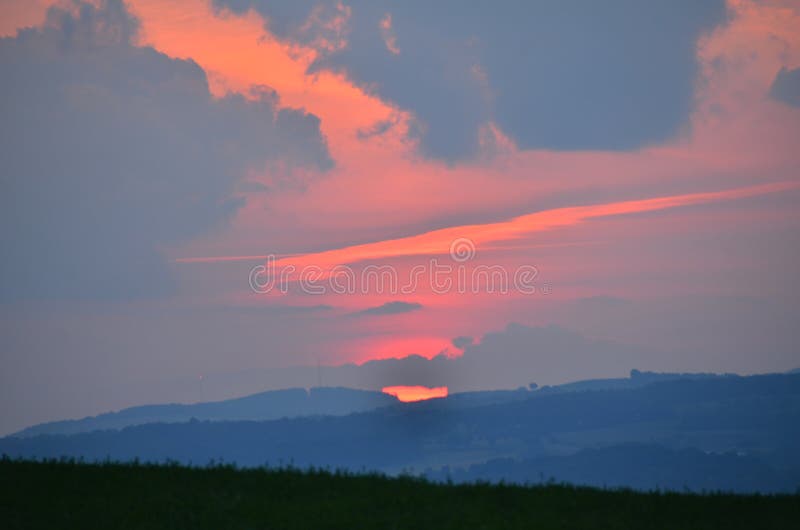 Sun at Daybreak in NYS FingerLakes during Autumn Fire Season Stock ...