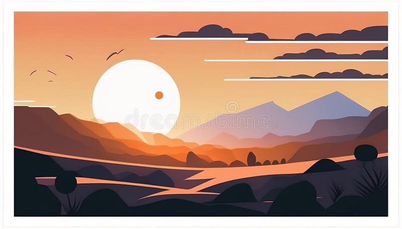 Daybreak on a Flat World - an Adobe Illustration of a Serene ...