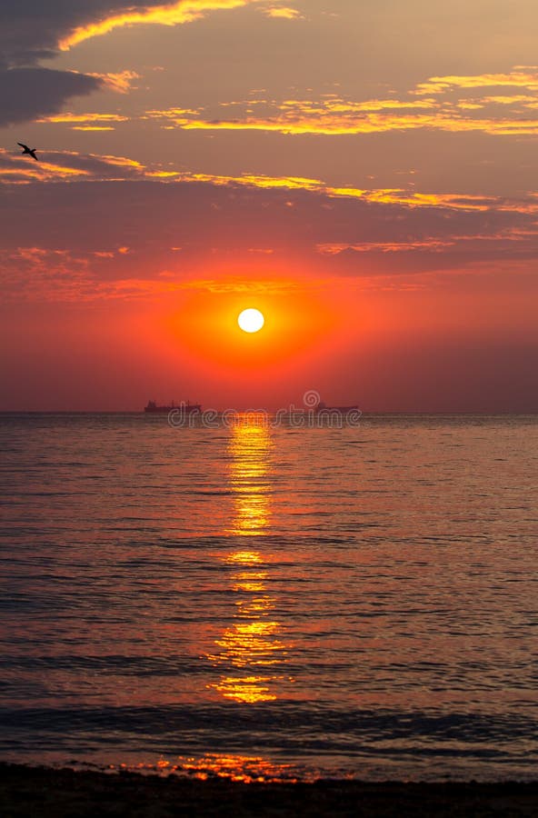 Daybreak at sea stock image. Image of beams, daybreak - 34022863