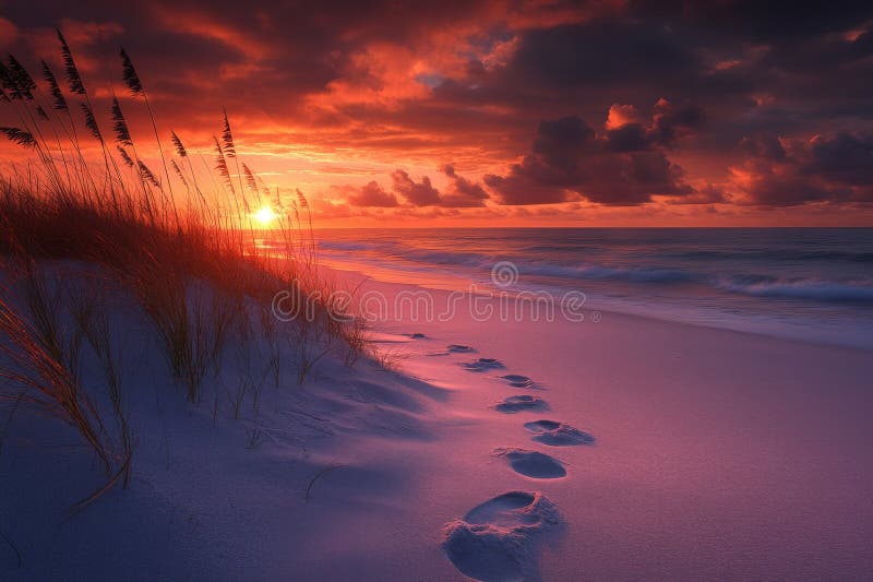 At Daybreak, the Sun Emerges Over the Ocean at Hilton Head Island Beach ...