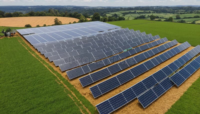 Daylight Farming with Rooftop Solar Panels Stock Illustration ...