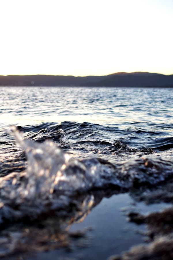 Daylight Landscape of Seashore Water and the Hills on the Horizon Stock ...
