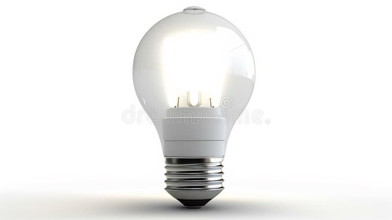 A Daylight LED Light Bulb Emitting a Cool, Bright Light, Isolated on a ...