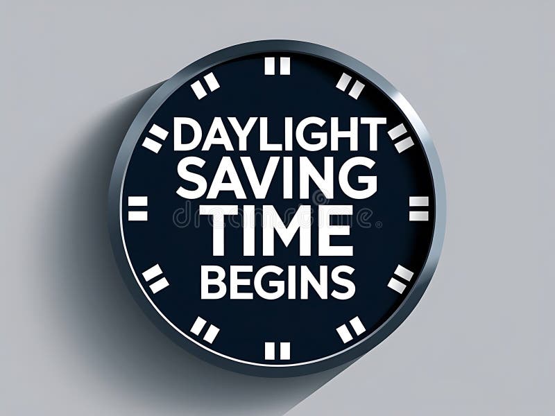 Daylight Saving Time Begins Announcement Clock Stock Illustration ...