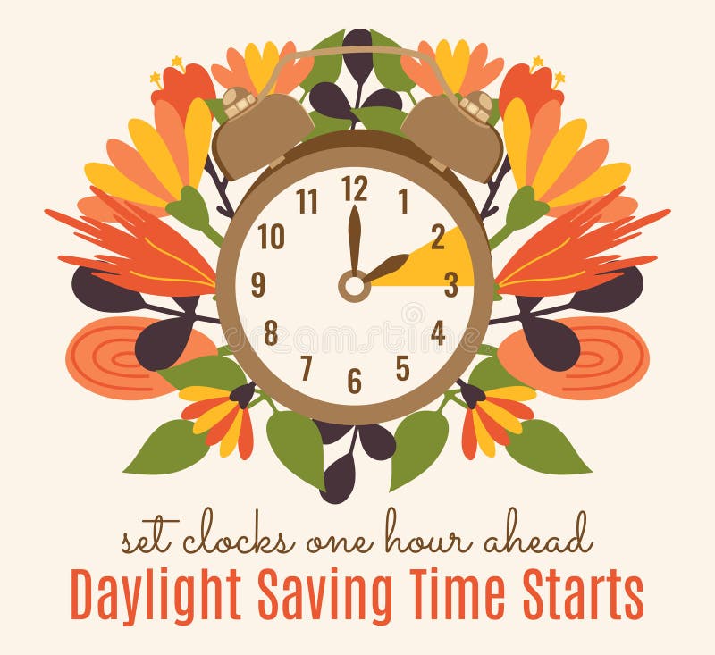 Daylight Saving Time Floral Concept. Hand of Clocks Turning To ...