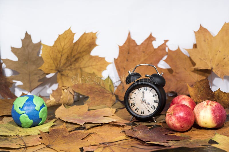 Daylight Saving Time. Wall Clock Going To Winter Time. Autumn ...