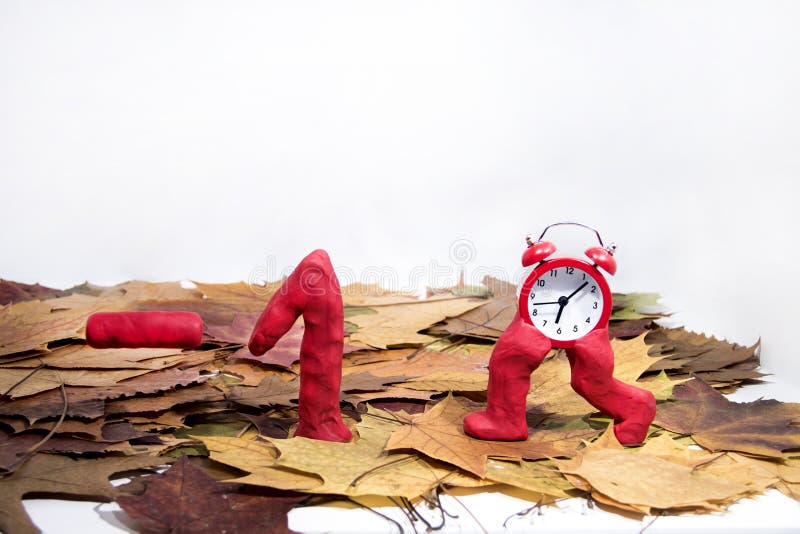 Daylight Saving Time. Wall Clock Going To Winter Time. Autumn ...