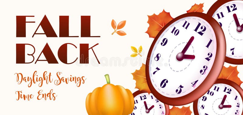 Daylight Savings Time Ends, Wall Clock with Dry Leaves Background Stock ...