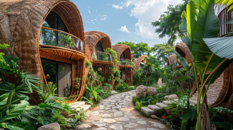 Daylight View of Eco-friendly Hotel Surrounded by Sustainable ...