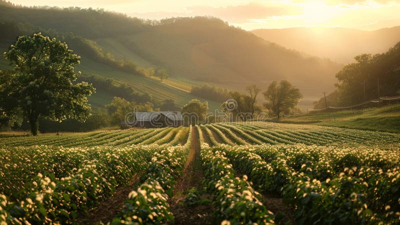 Daylight View of Organic Farm Fields Title. Daylight View of Organic ...
