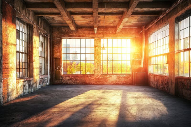 Daylight from a Window on the Right Illuminates an Empty Concrete Room ...