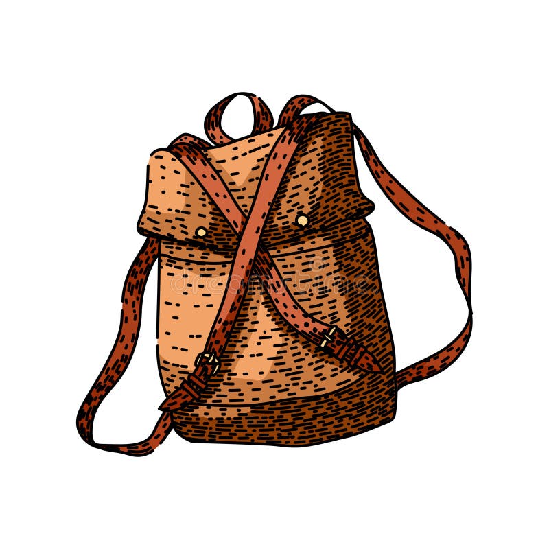 Daypack Backpack Sketch Hand Drawn Vector Stock Illustration ...