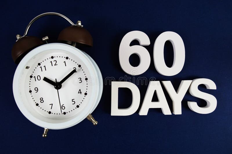 60 Days Alphabet Letters with Alarm Clock on Navy Blue Background Stock ...