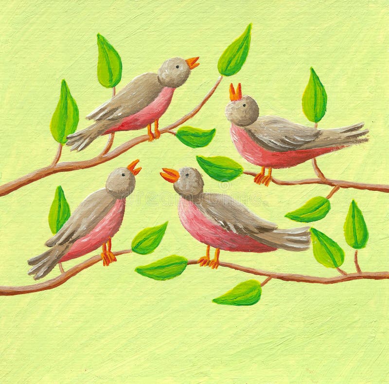 Four Calling Birds/eps stock vector. Illustration of festive - 3564015